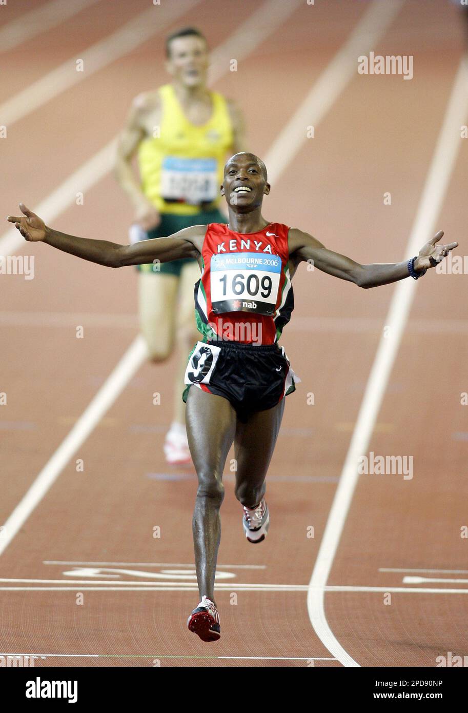 Kenya's Augustine Choge celebrates after winning the gold medal in the ...