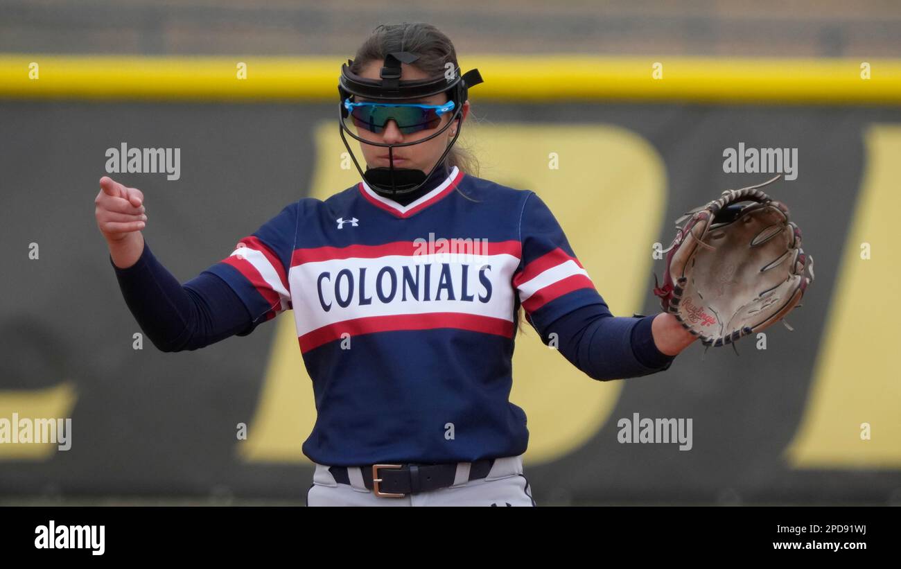 Anna Resnik of Robert Morris plays against Ohio during an NCAA softball ...