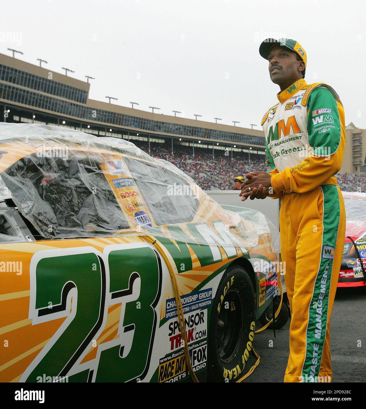 NASCAR driver Bill Lester prepares for the start of the NASCAR Golden ...