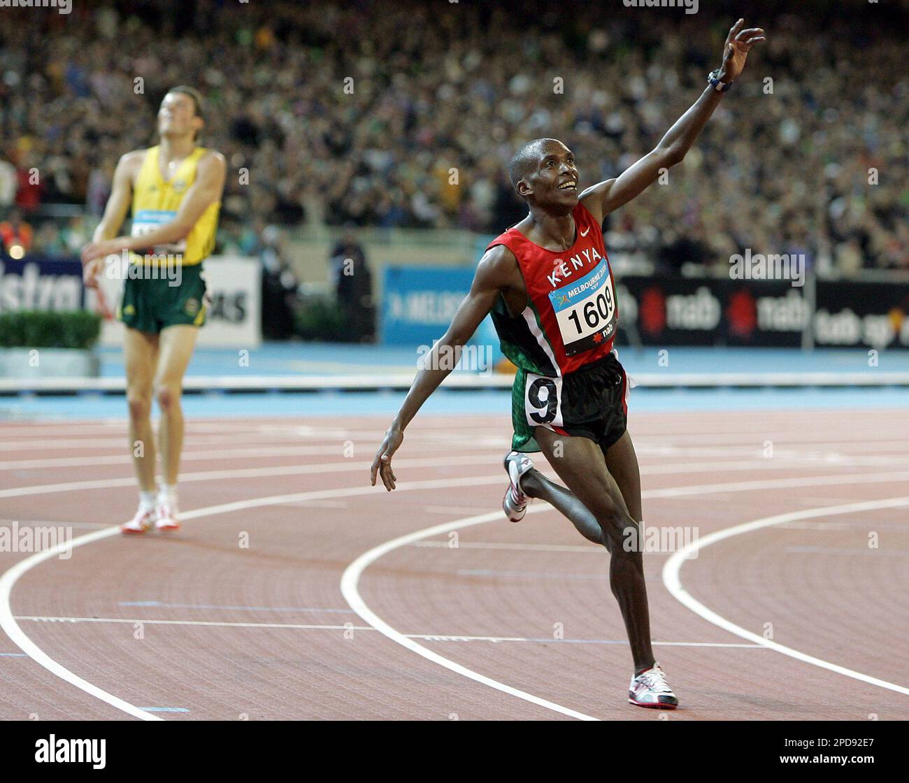 Kenya's Augustine Choge celebrates after winning the gold medal in the ...