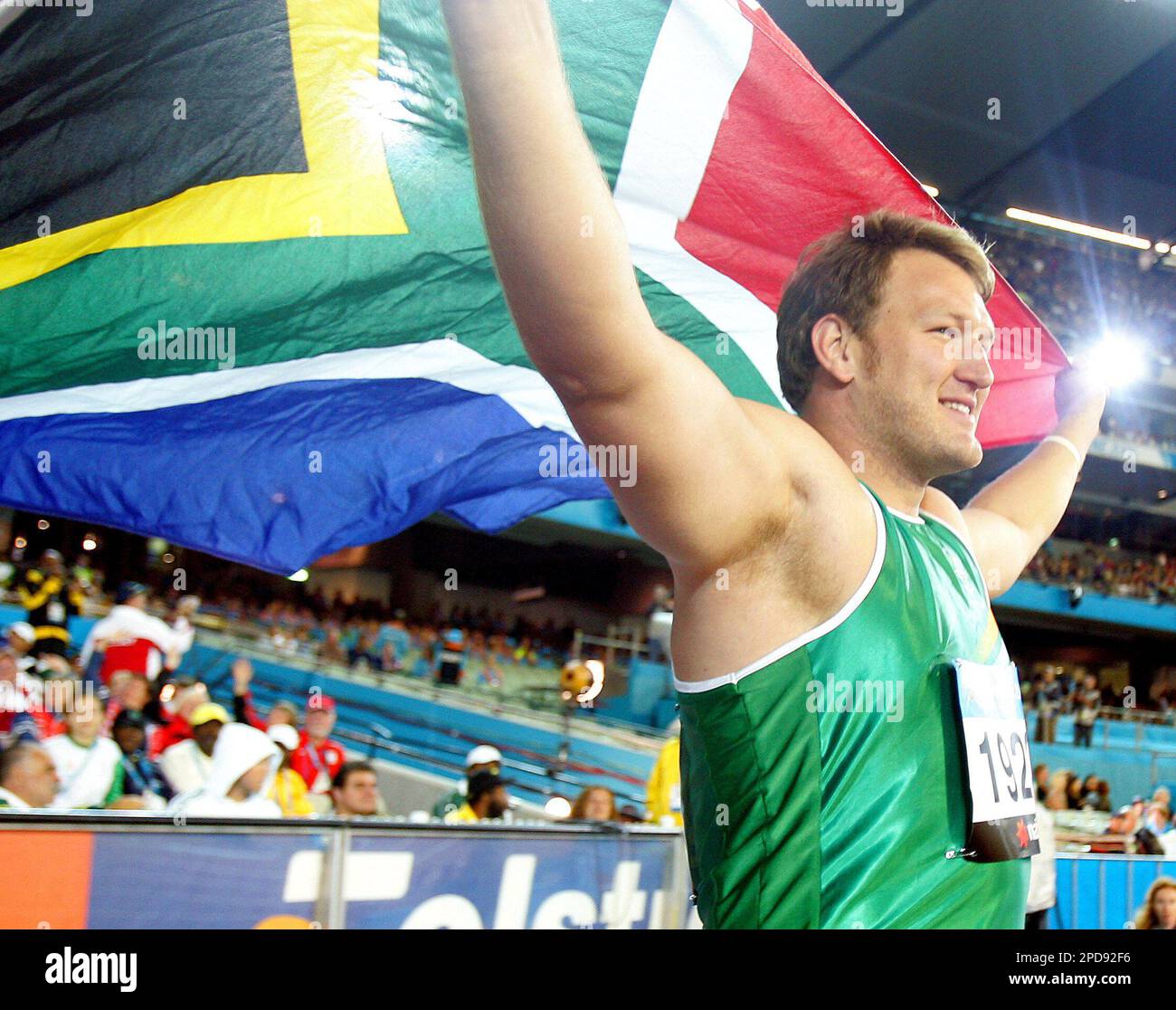 South Africa's Janus Robberts celebrates after winning the gold medal ...
