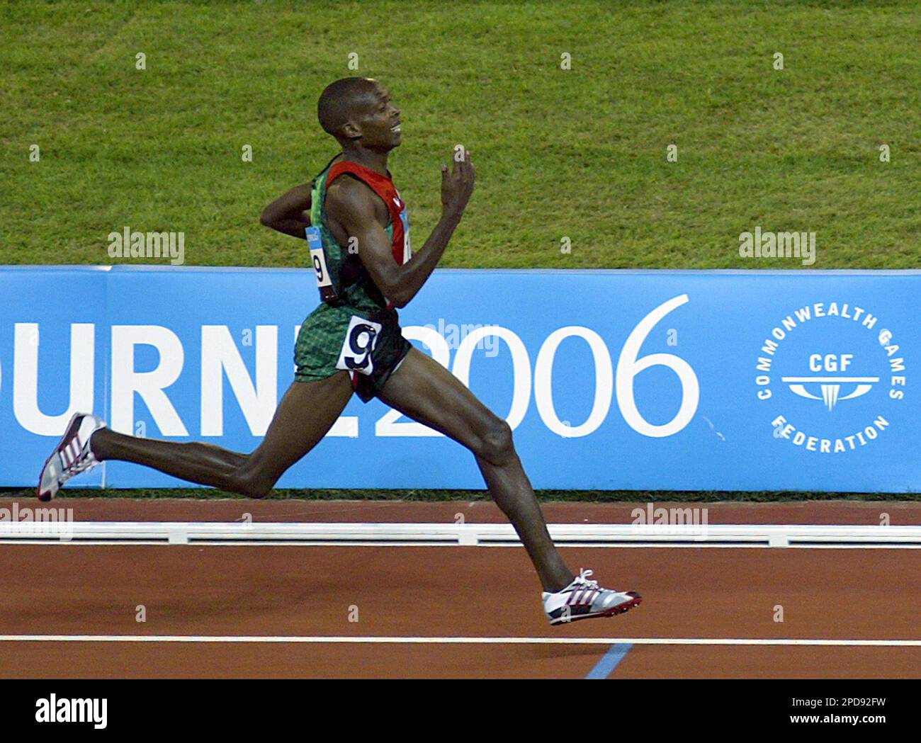 Kenya's Augustine Choge races to the finish line to win the gold medal in the Men's 5000 meters ...