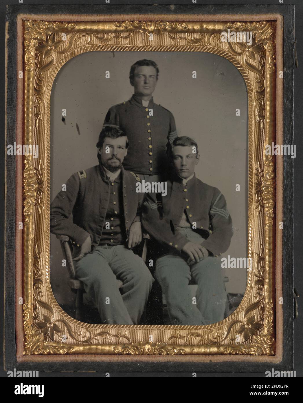 Three unidentified soldiers in Union 1st Lieutenant, 1st Sergeant, and ...