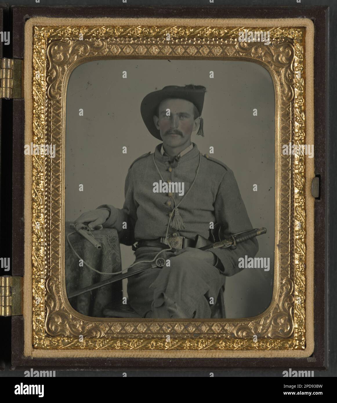 Unidentified soldier in Maryland Confederate cavalry uniform with sword ...