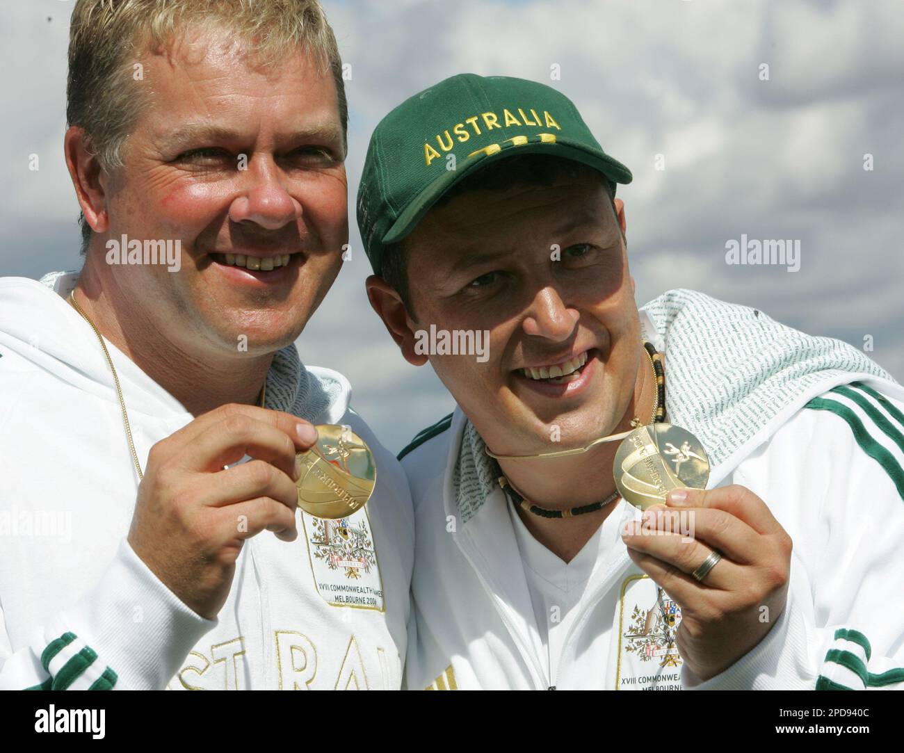 Gold medal winning Australian pair Russell Mark, left, and Craig ...