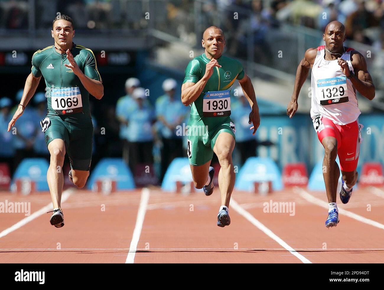From right: England's Marlon Devonish, Sherwin Vries of South Africa ...