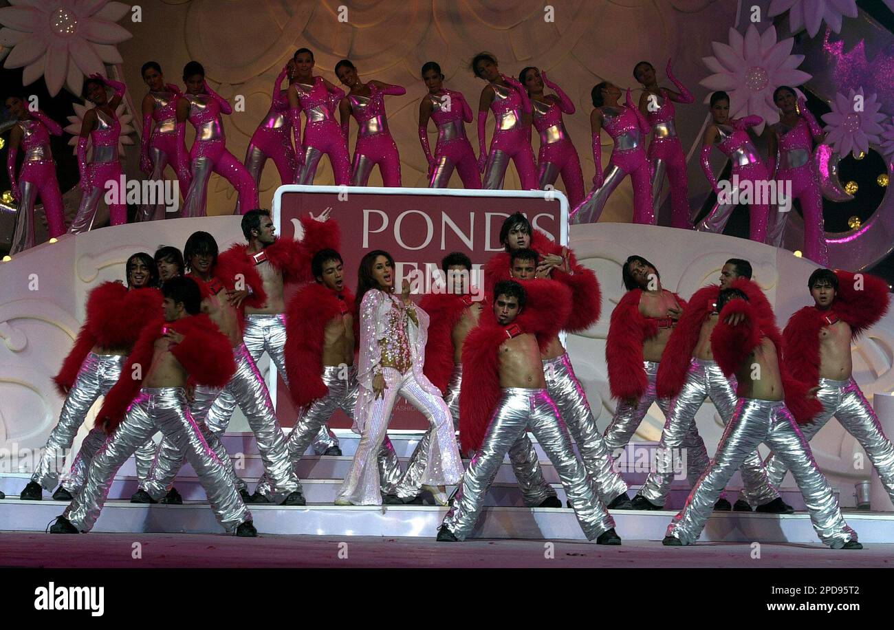 Bollywood actress Kareena Kapoor, center in white, perform during the ...