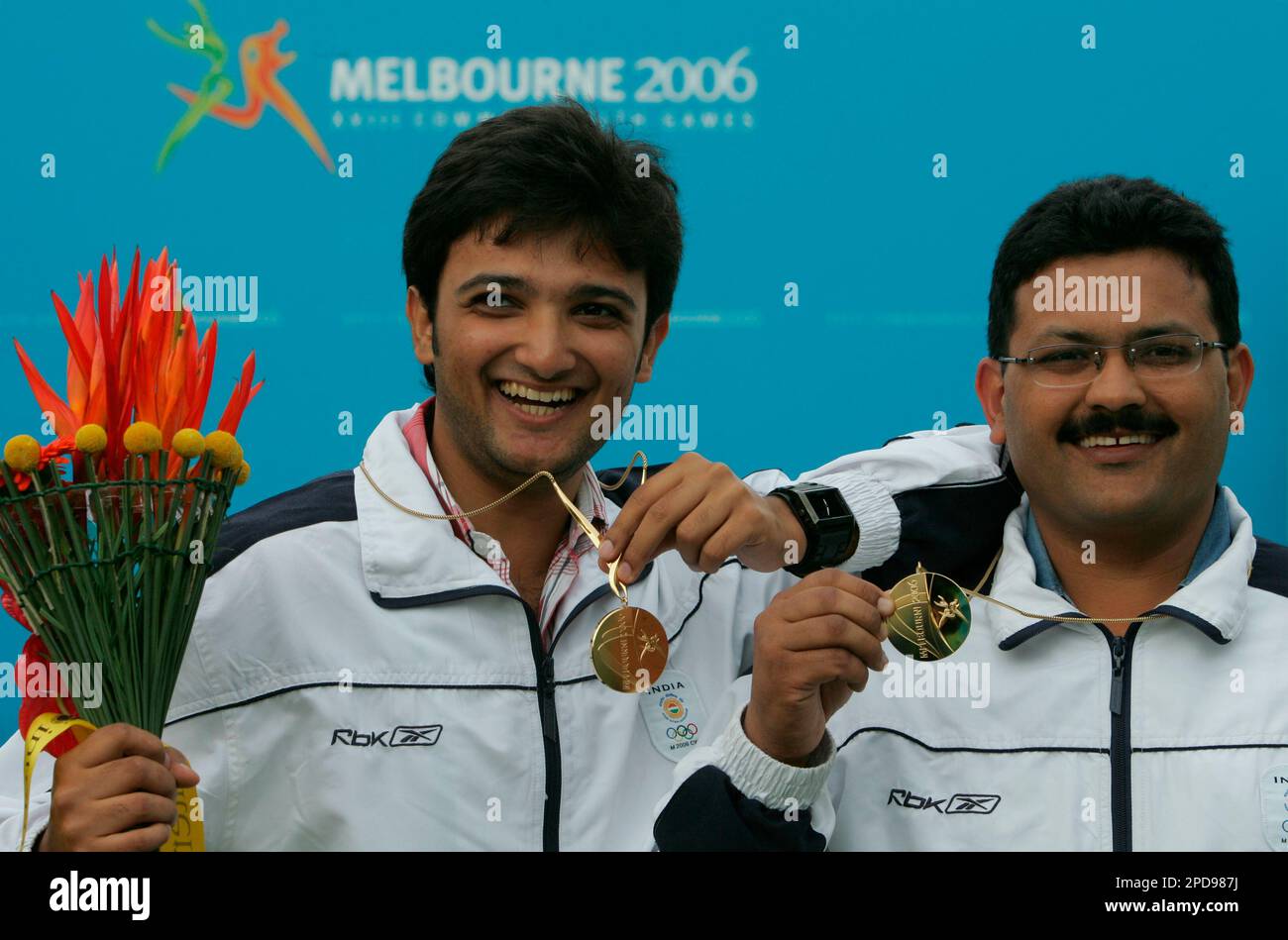 Indian Ronak Pandit, left, and Samaresh Jung pose with their gold ...
