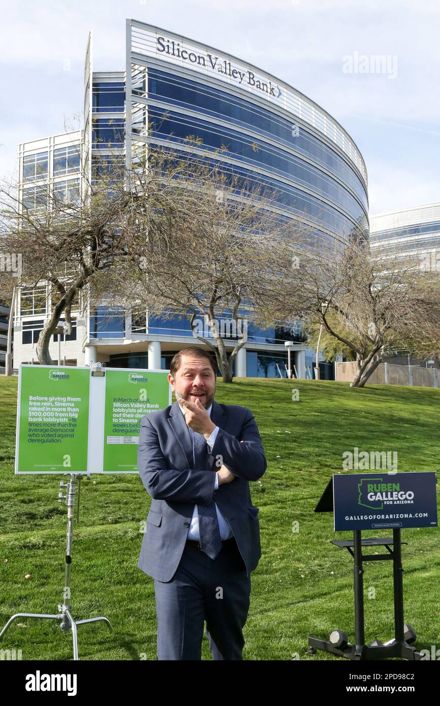 Arizona Senate candidate Ruben Gallego is jovial with reporters after ...