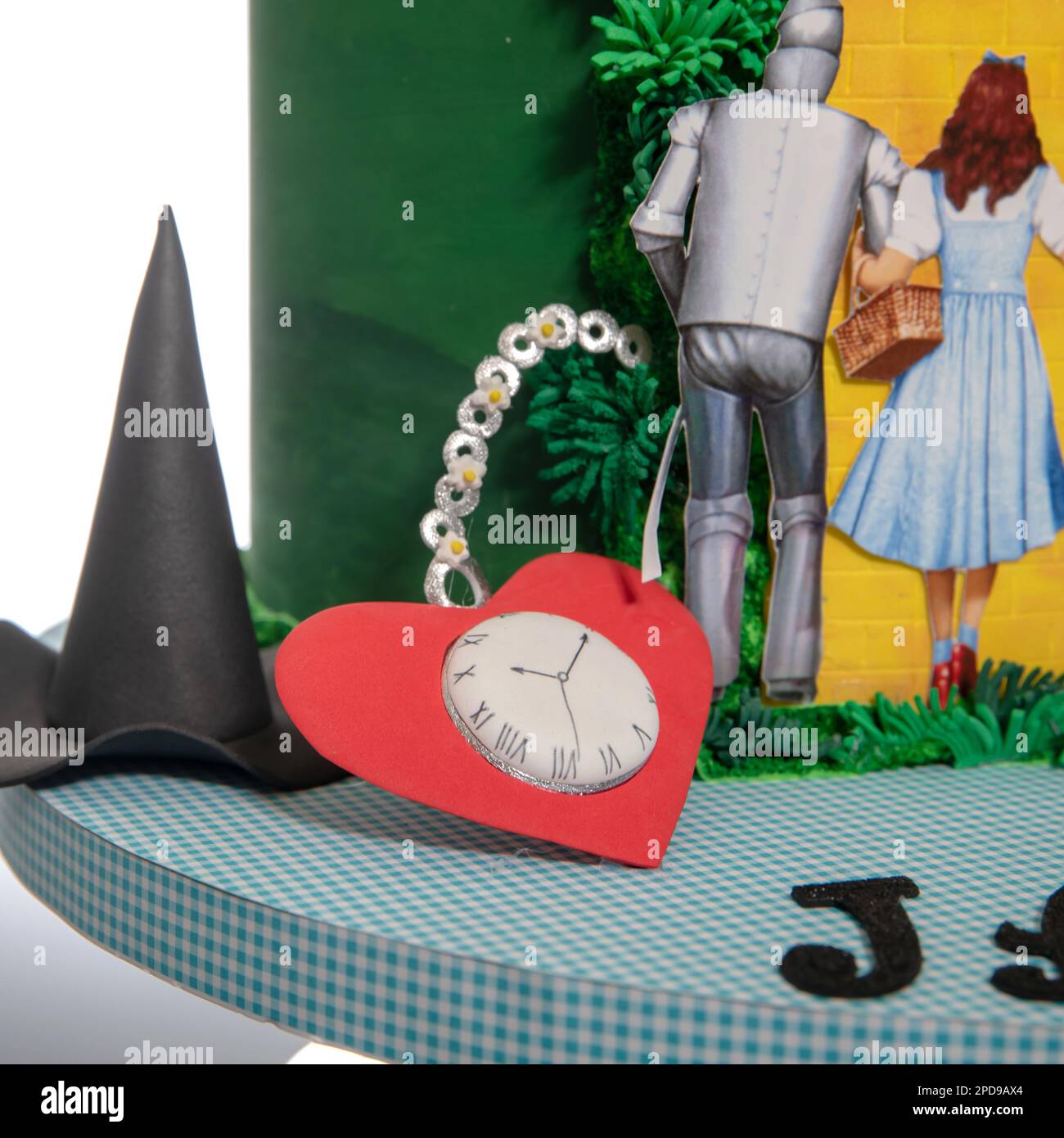 Many character in wizard of OZ. Magical fantasy team on cake made of ...