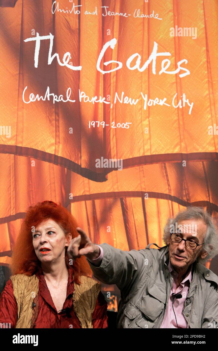 Artists Christo, right, and Jeanne-Claude, left, during a media day ...
