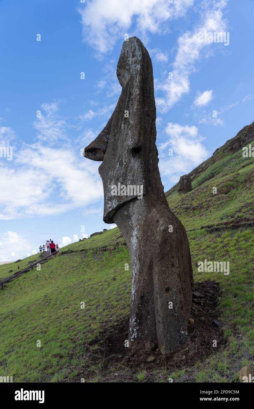 Moai Piro Piro close up at Rano Raraku on Easter Island (Rapa Nui ...