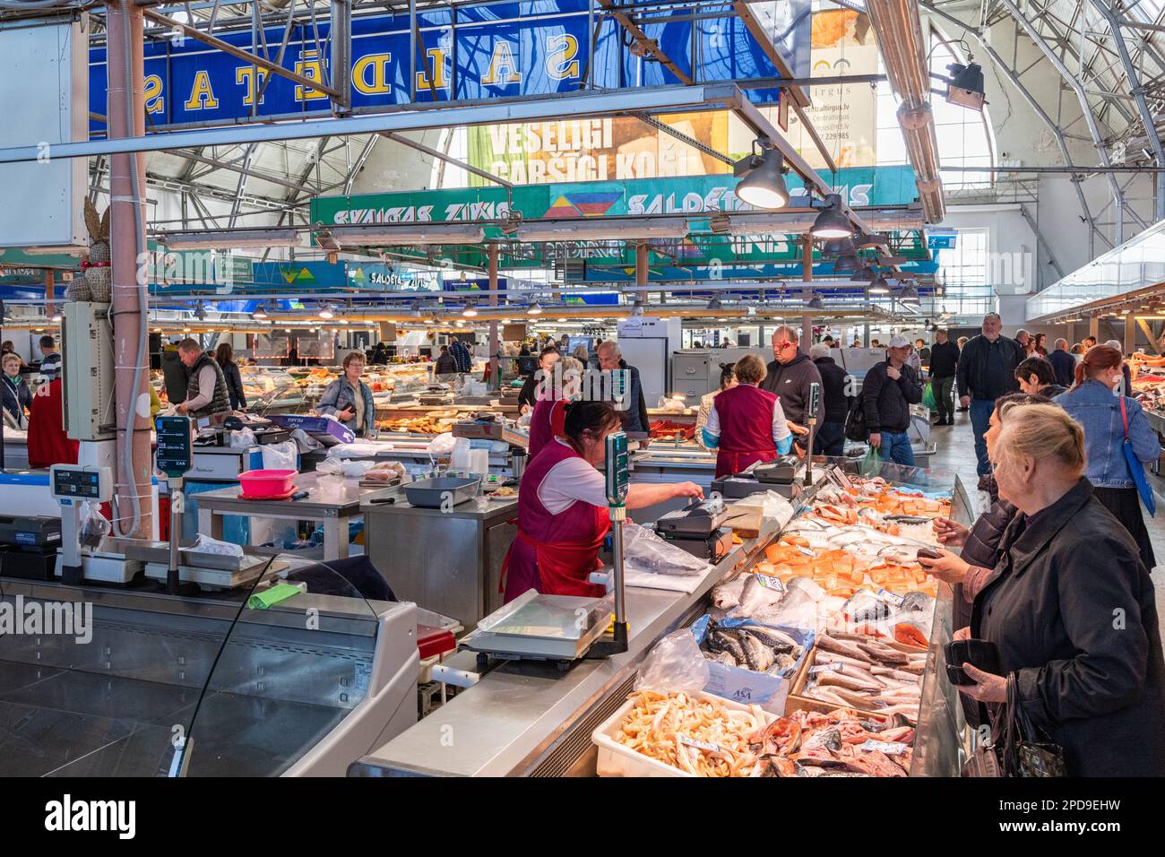 Food being sold inside Riga Central Market in Riga, Latvia Stock Photo ...