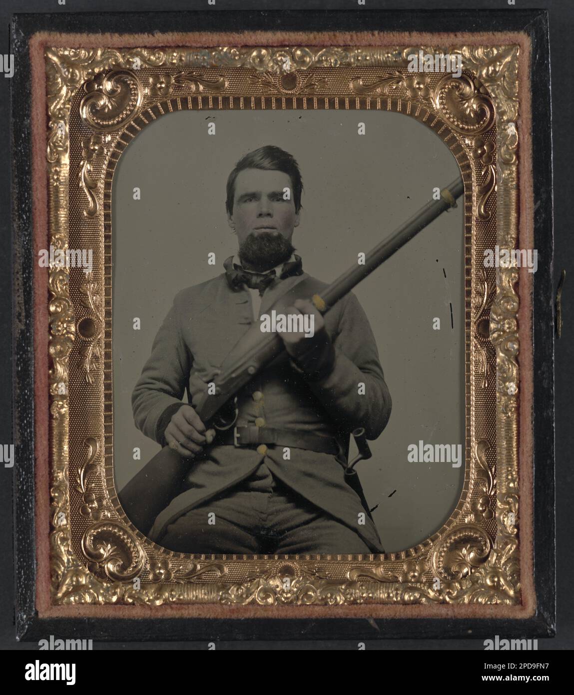 Unidentified soldier in Confederate uniform with musket. Liljenquist ...
