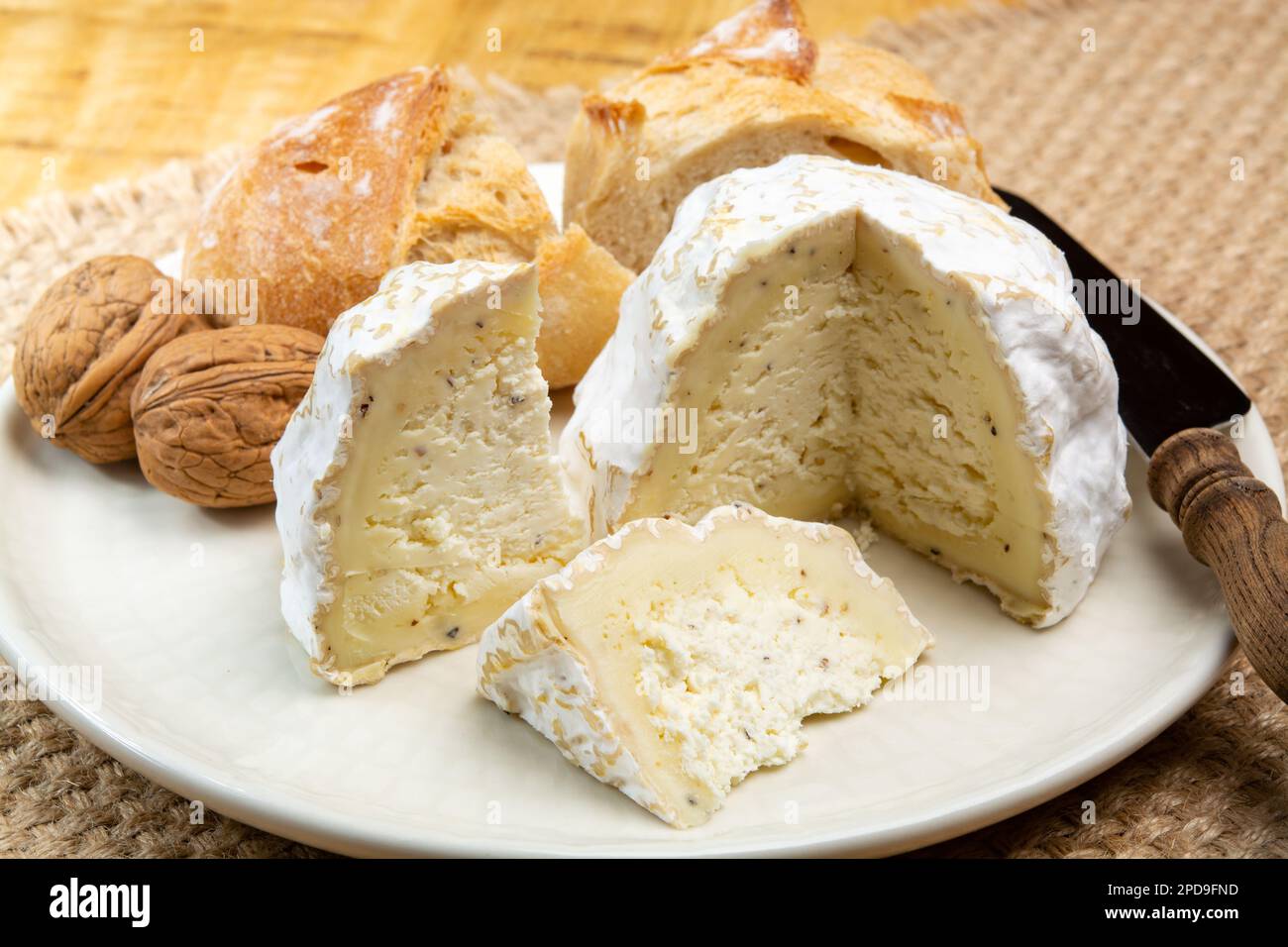 Cheese collection, soft cow French cheese with mold Gaperon artisanal ...