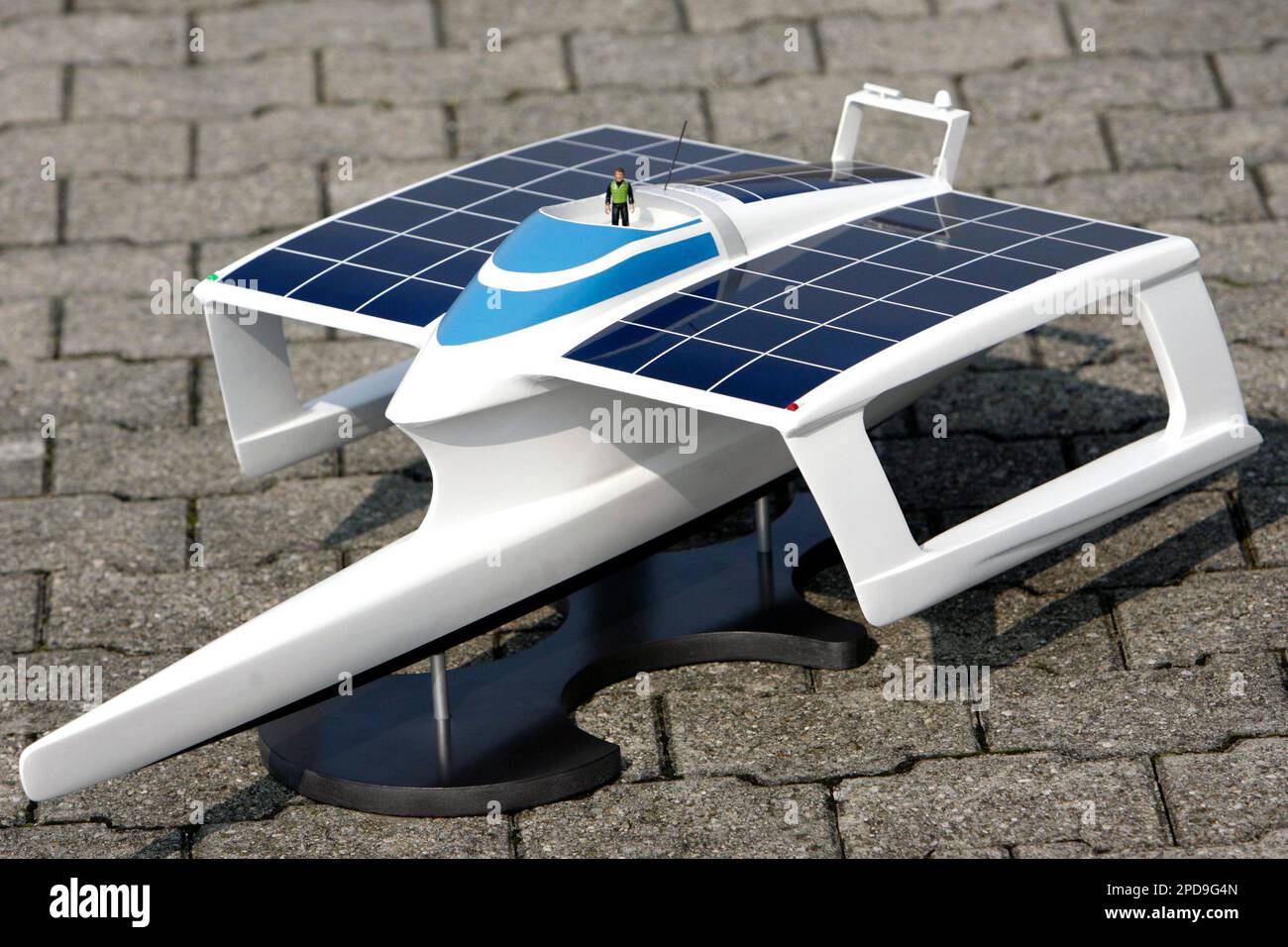 A model of the Planet Solar boat is shown after a press conference in ...