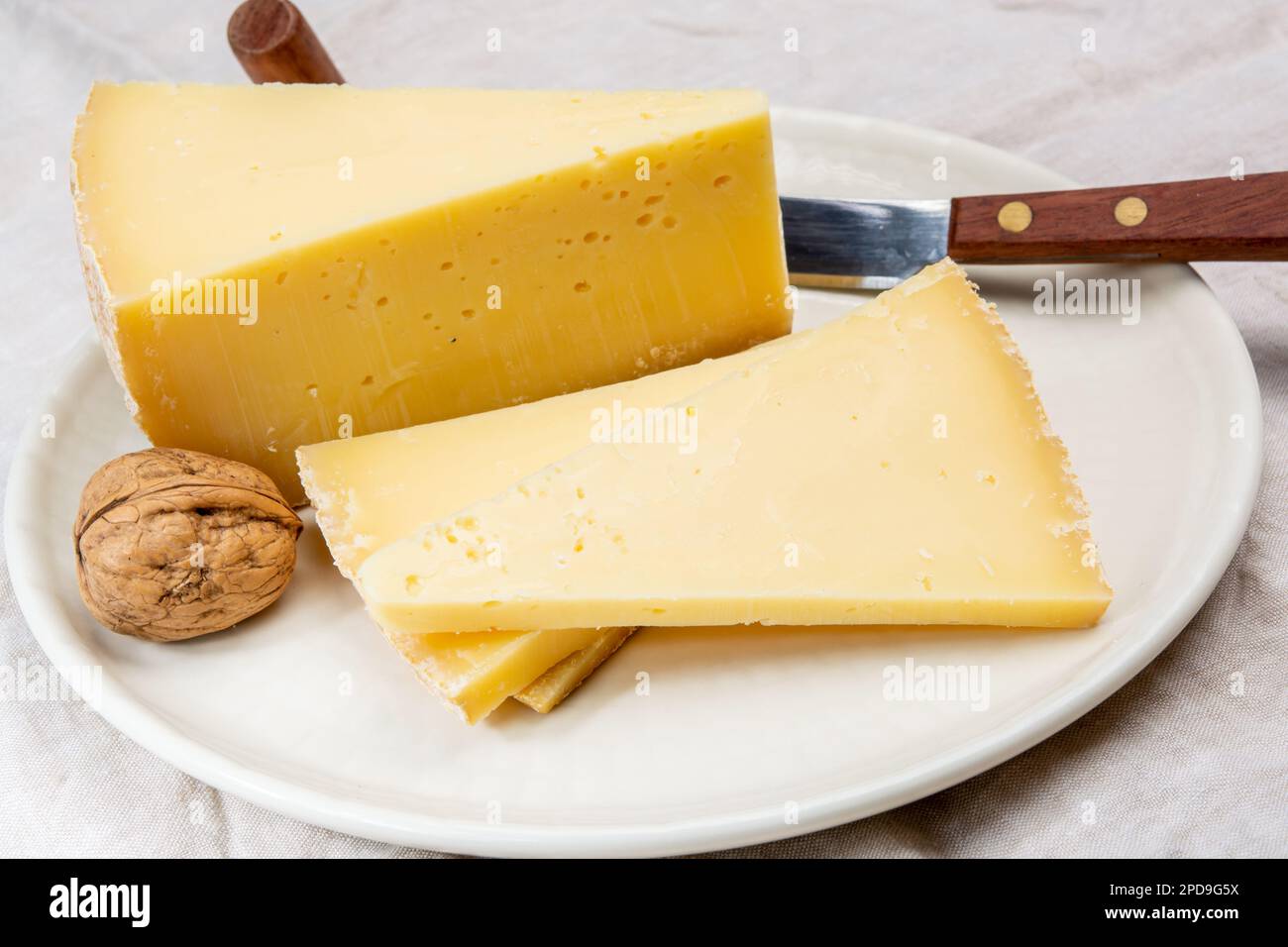 Swiss cheese collection, gruyere cheese made from unpasteurized cow's ...