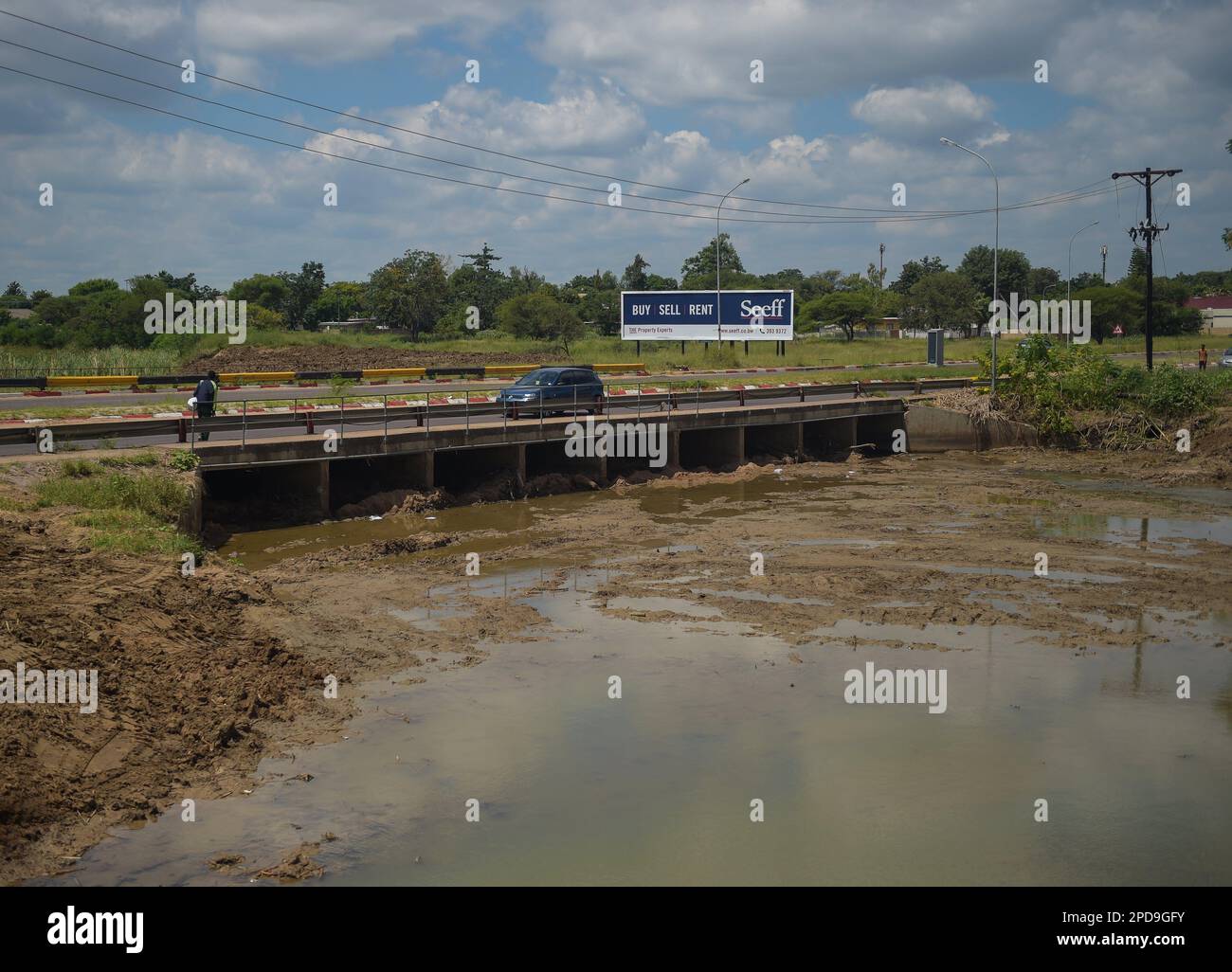 Gaborone. 14th Mar, 2023. Photo taken on March 14, 2023 shows the Segoditshane bridge channel ...
