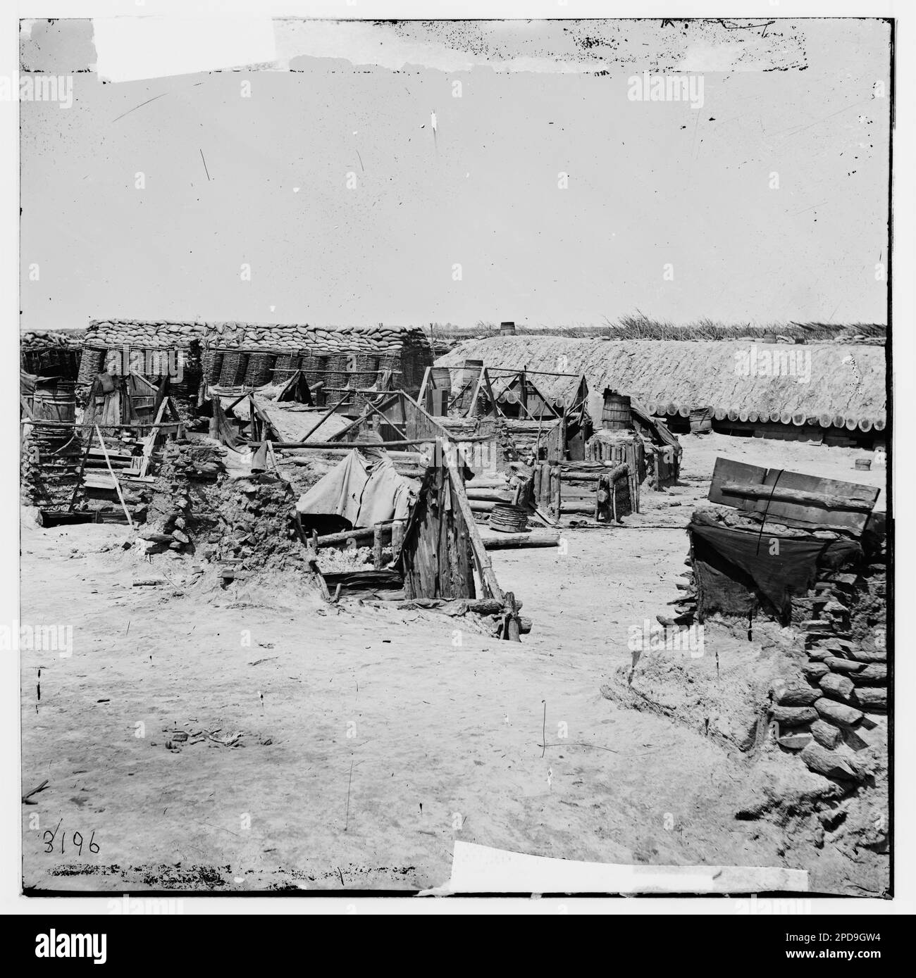 Soldiers' quarters in the Union Fort Rice adjoining Fort Sedgwick ...