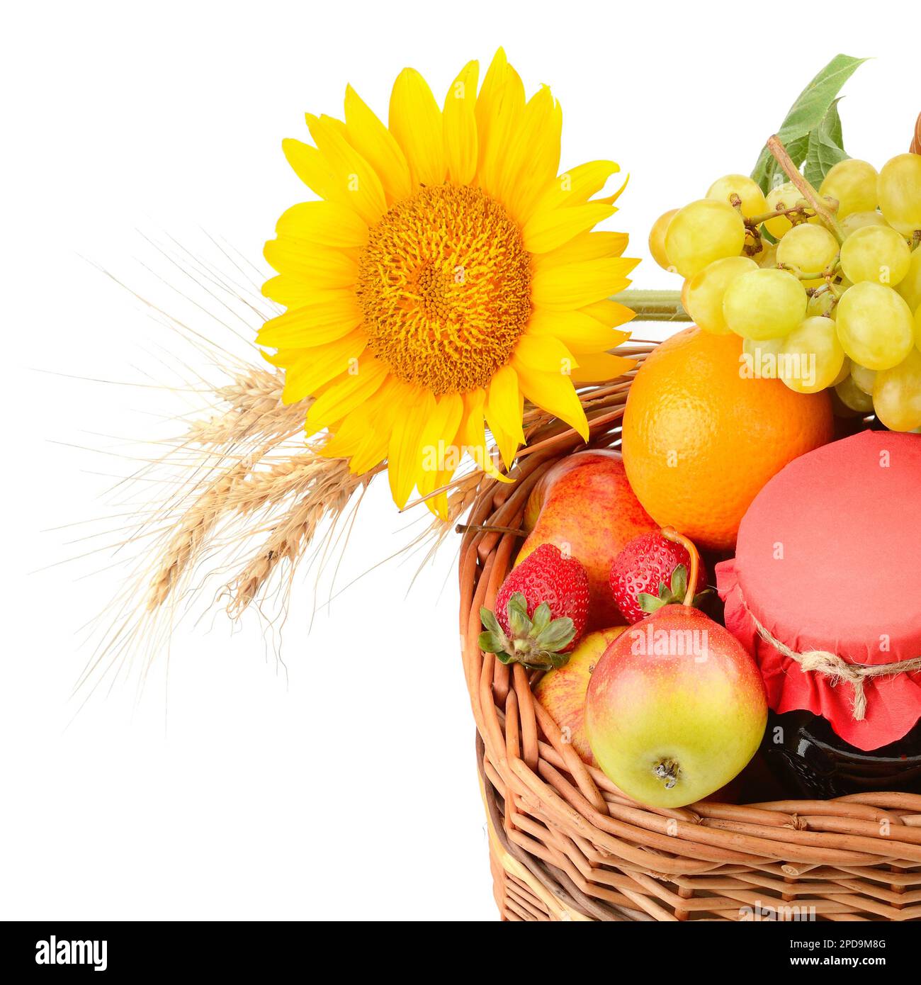Organic food isolated on white background. A set of fruits and pastries ...
