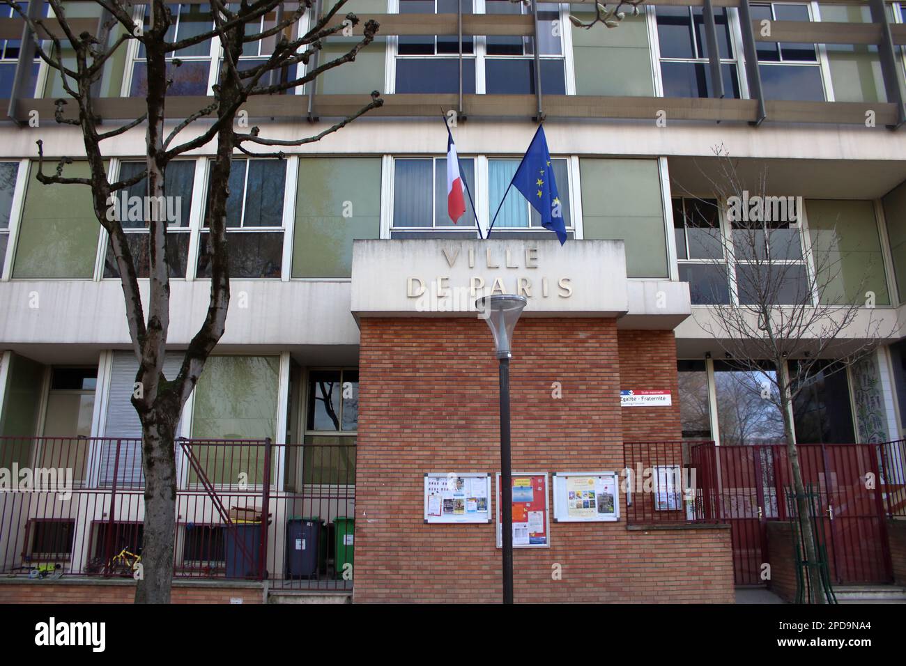 View of the facade of the 1960's constructed Ecole Maternelle primary ...