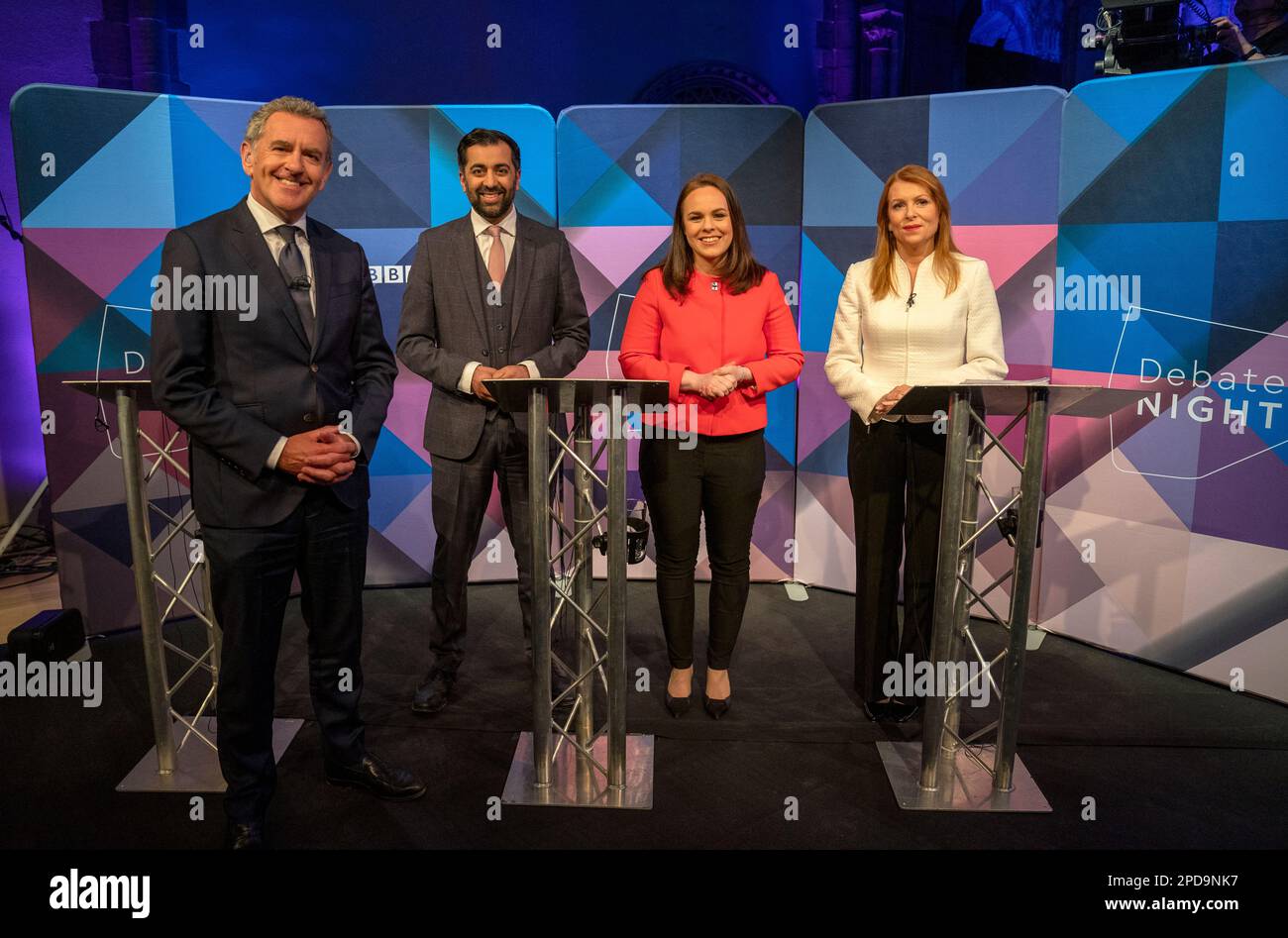 Presenter Stephen Jardine with SNP leadership candidates (from left ...
