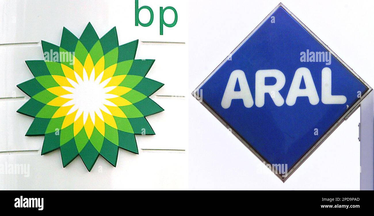 ** ARCHIV ** Die Kombo aus Archivbildern zeigt die Logos von BP, links ...