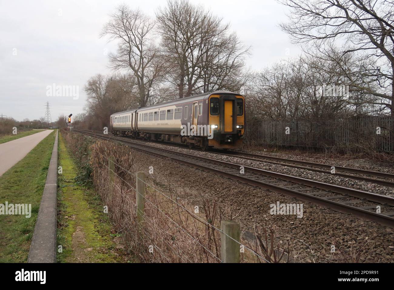 East Midlands Railway Class 156 passing by Attenborough Nature Reserve ...
