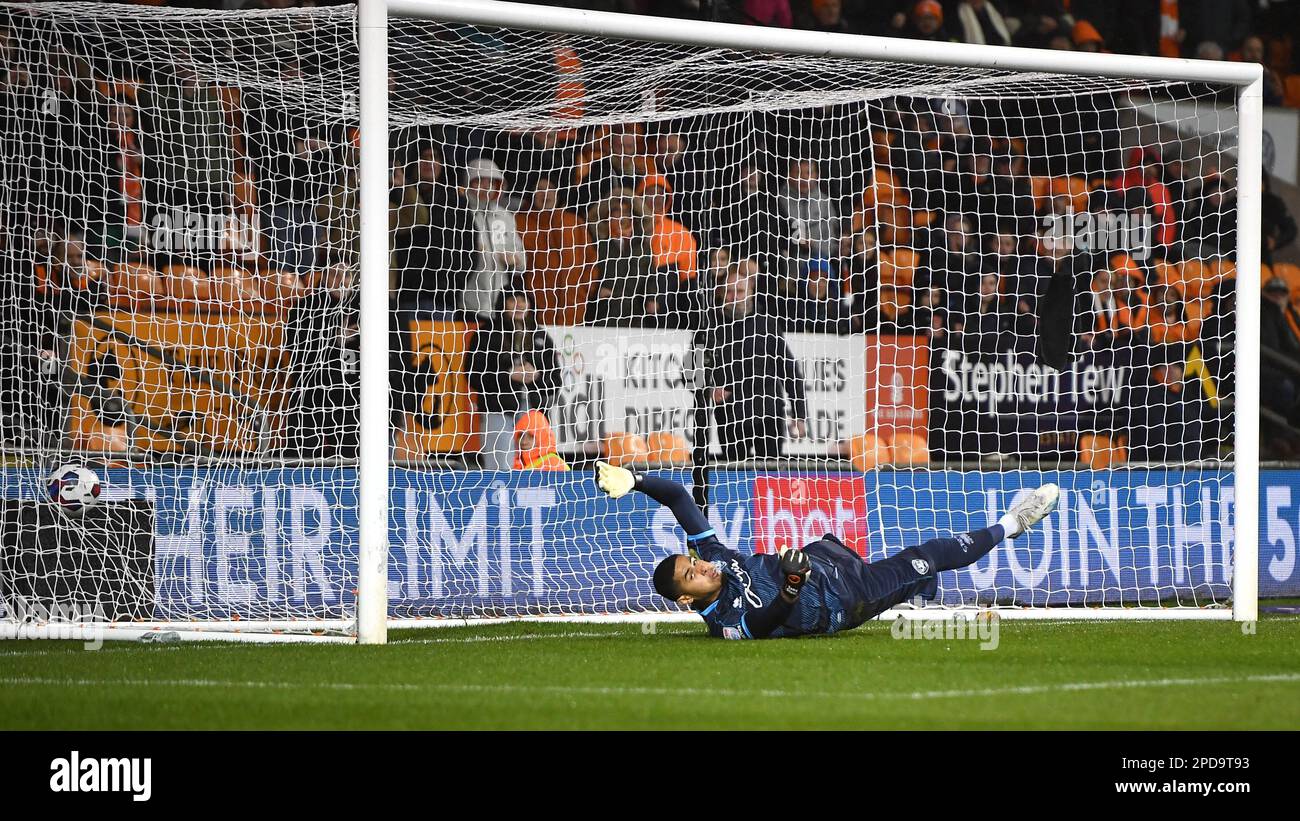 Blackpool, UK. 14th Mar, 2023. Jerry Yates #9 of Blackpool scores the ...