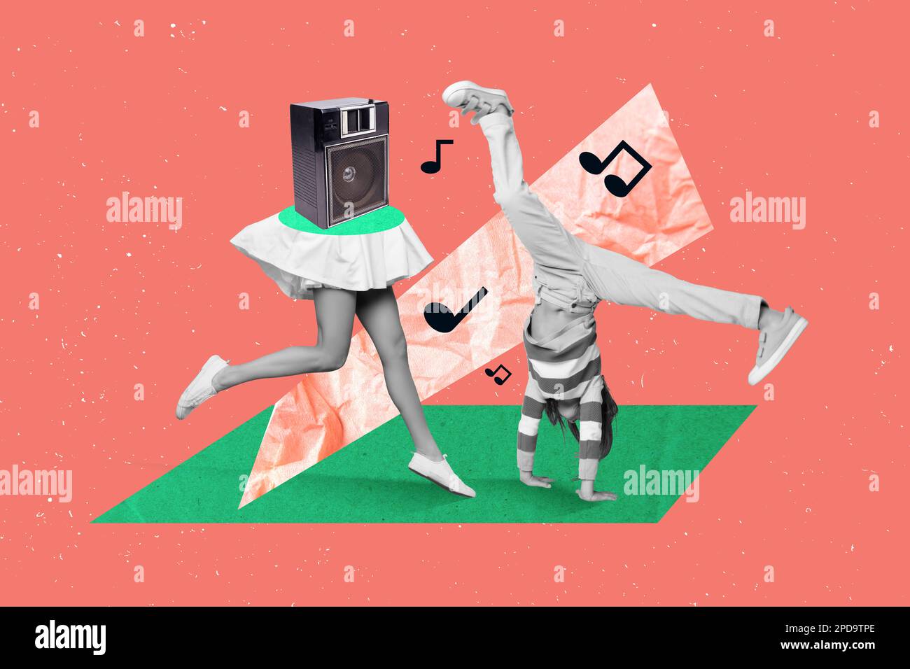 Creative collage portrait of black white colors person breakdance ...