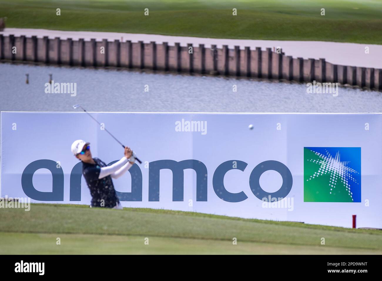 The logo of Aramco appears at Aramco Team Series Singapore at Laguna ...
