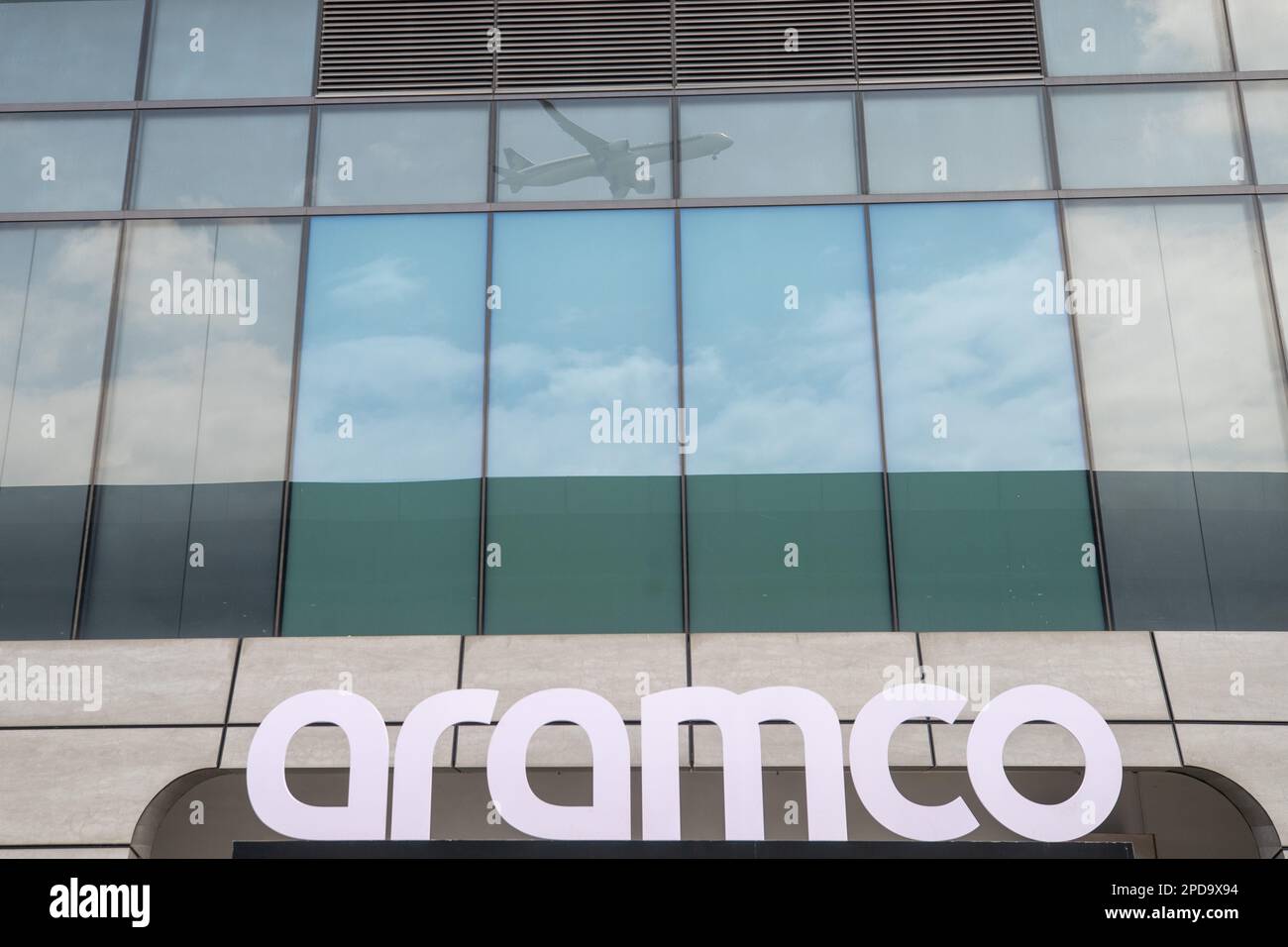 The logo of Aramco appears at Aramco Team Series Singapore at Laguna ...