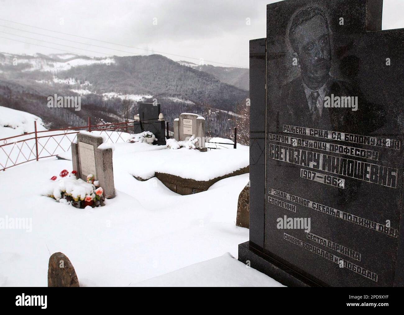 The grave of Svetozar Milosevic, the father of former Serb leader ...