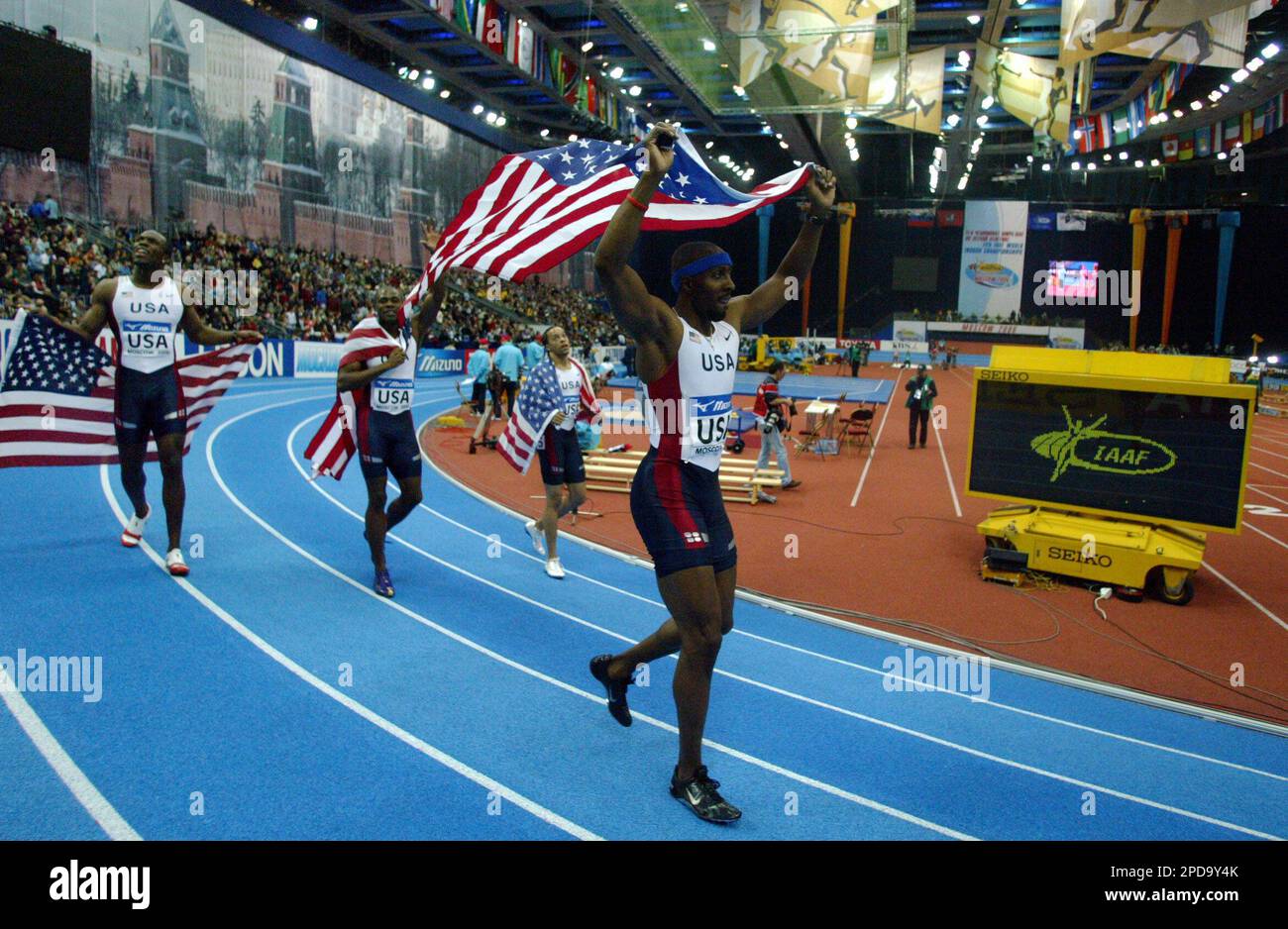 United States' LaShawn Merritt, Milton Campbell, Wallace Spearmon, and ...