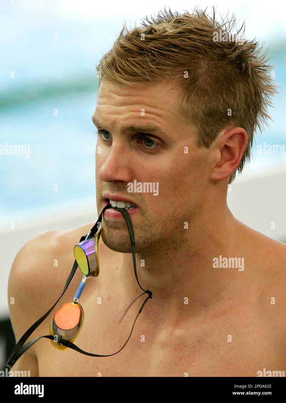 Australian swimmer Jim Piper leaves the pool area after a training ...