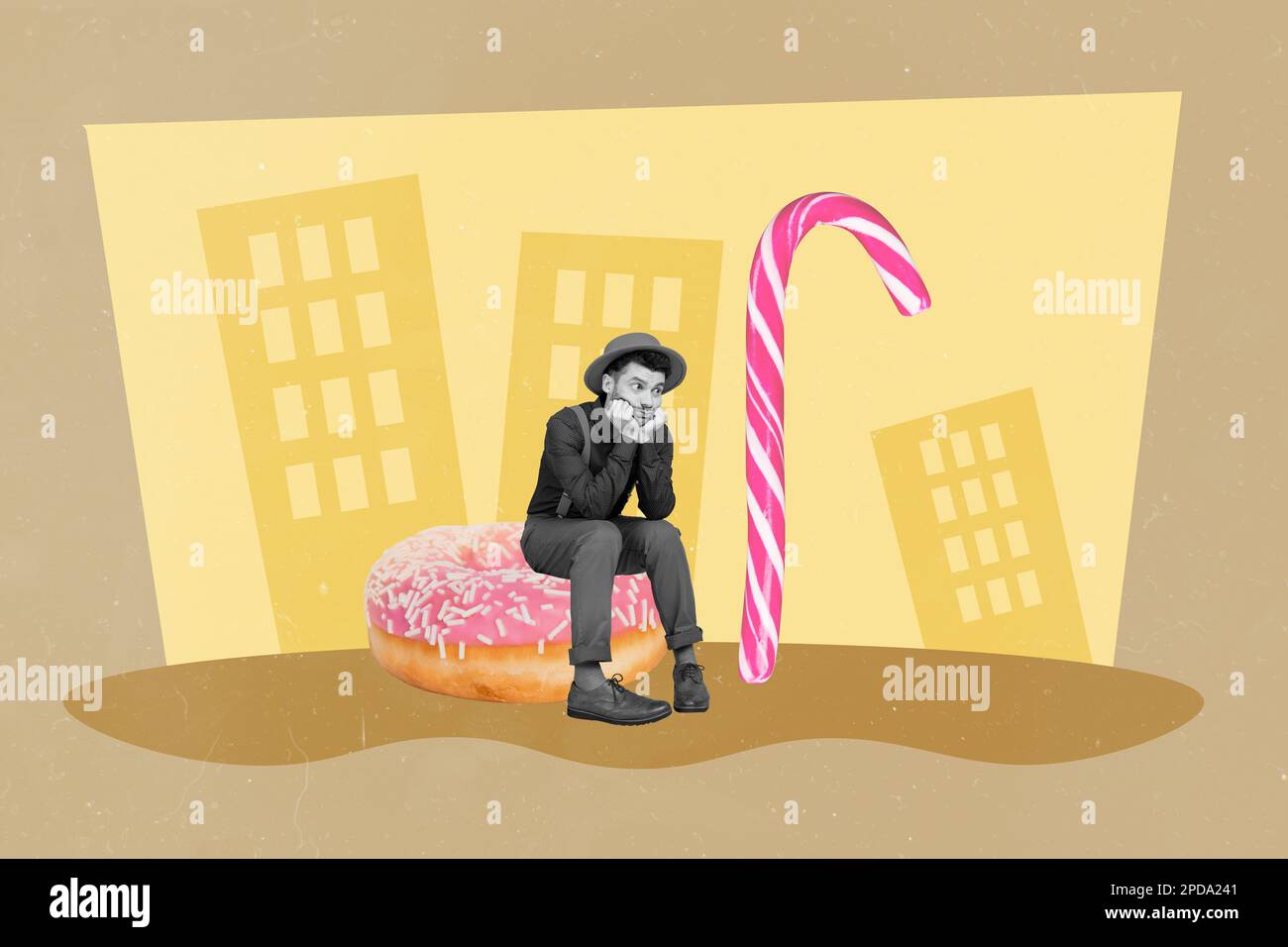 Collage picture sketch image banner poster of bored unhappy man suffer ...