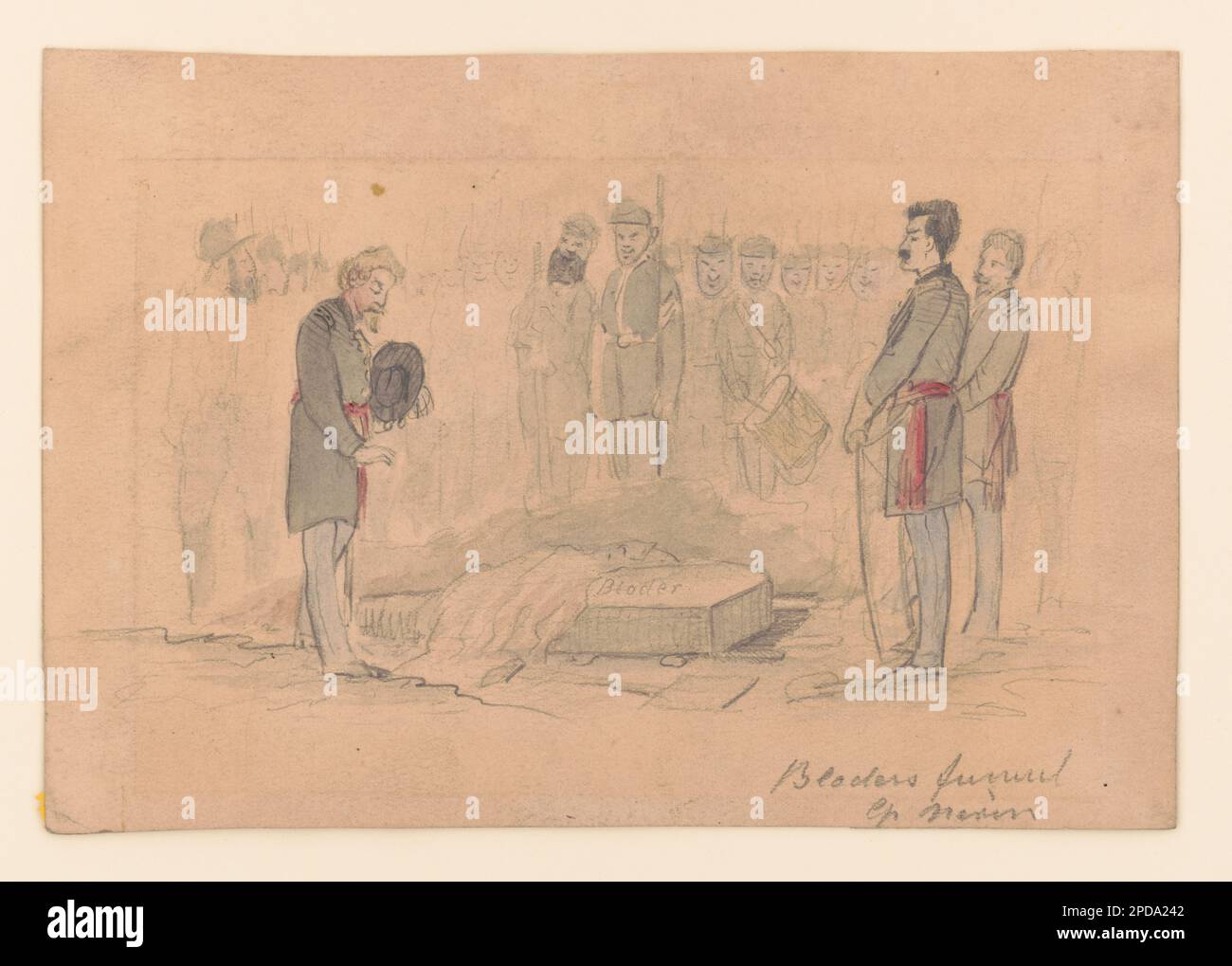 Private Xavier Blodier's funeral, Camp Nevin, Kentucky , Text on sheet ...