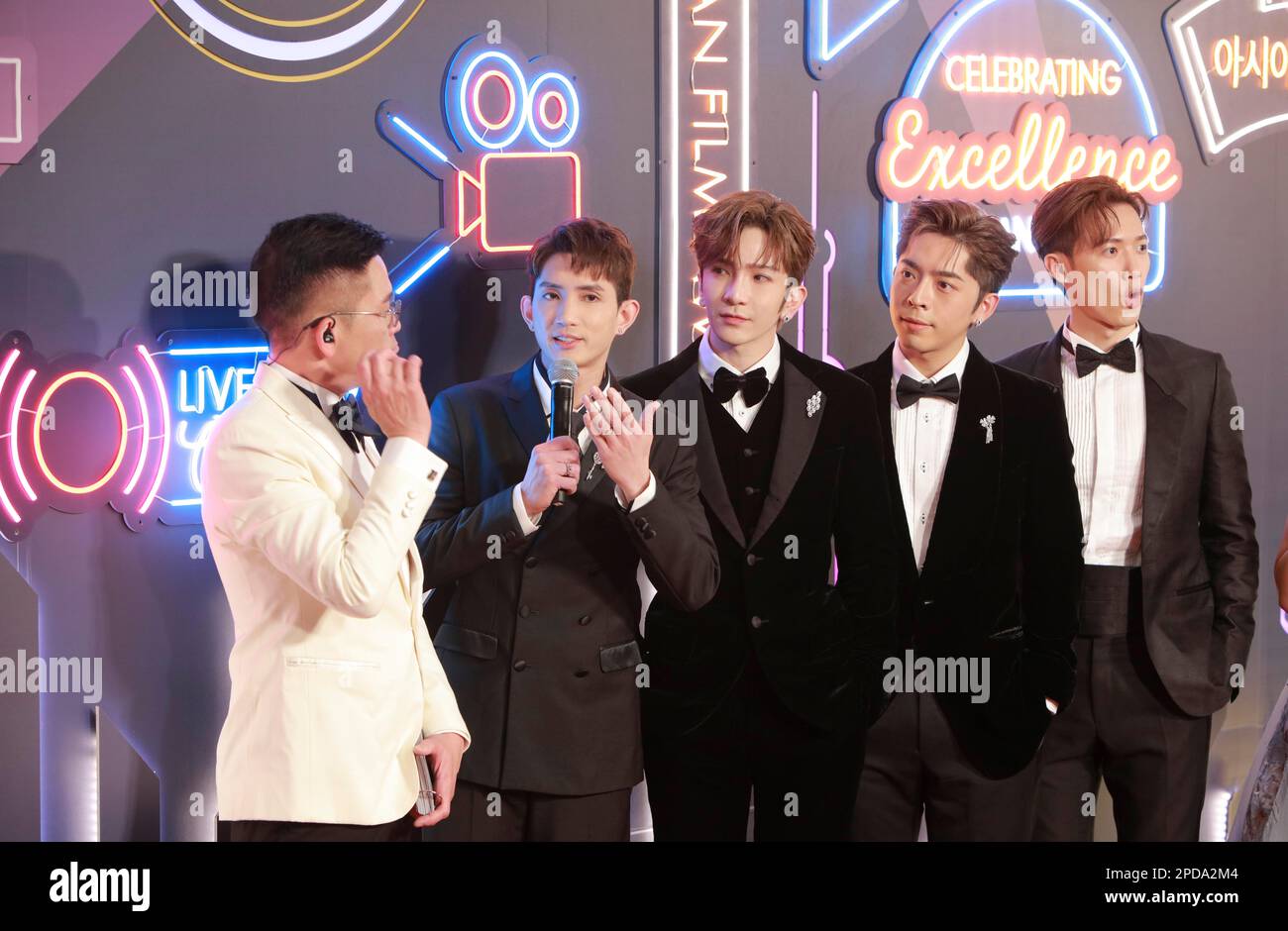 Hong Kong band MIRROR Lokman, Anson Lo, Edan and Stanley attend the red carpet at the 16th Asian ...