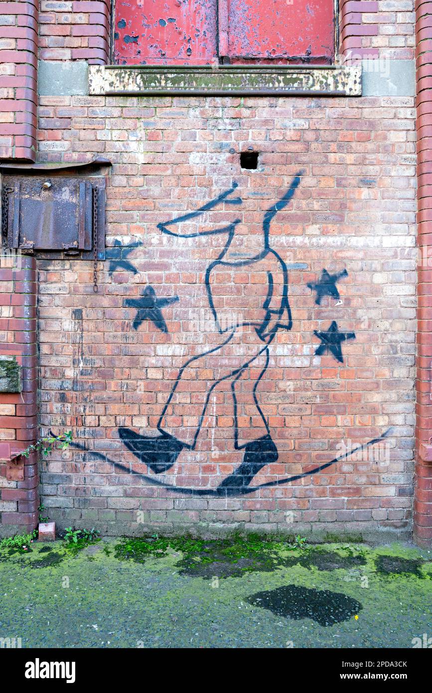 Cartoon character balancing on tightrope Stock Photo - Alamy