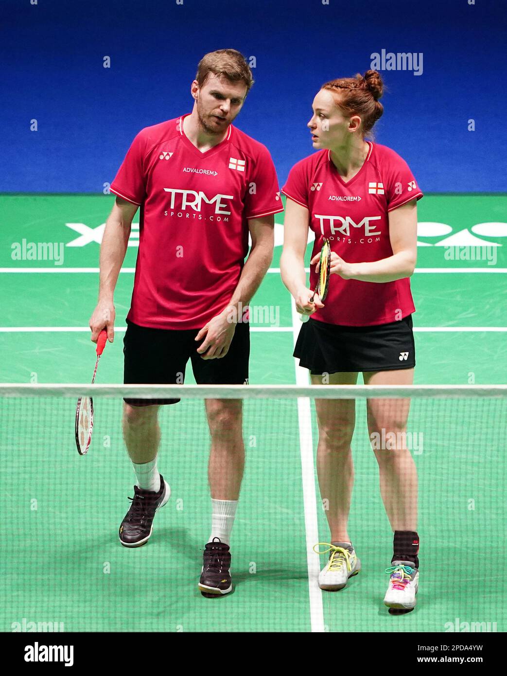 England's Marcus Ellis (left) and Lauren Smith in action against Japan ...