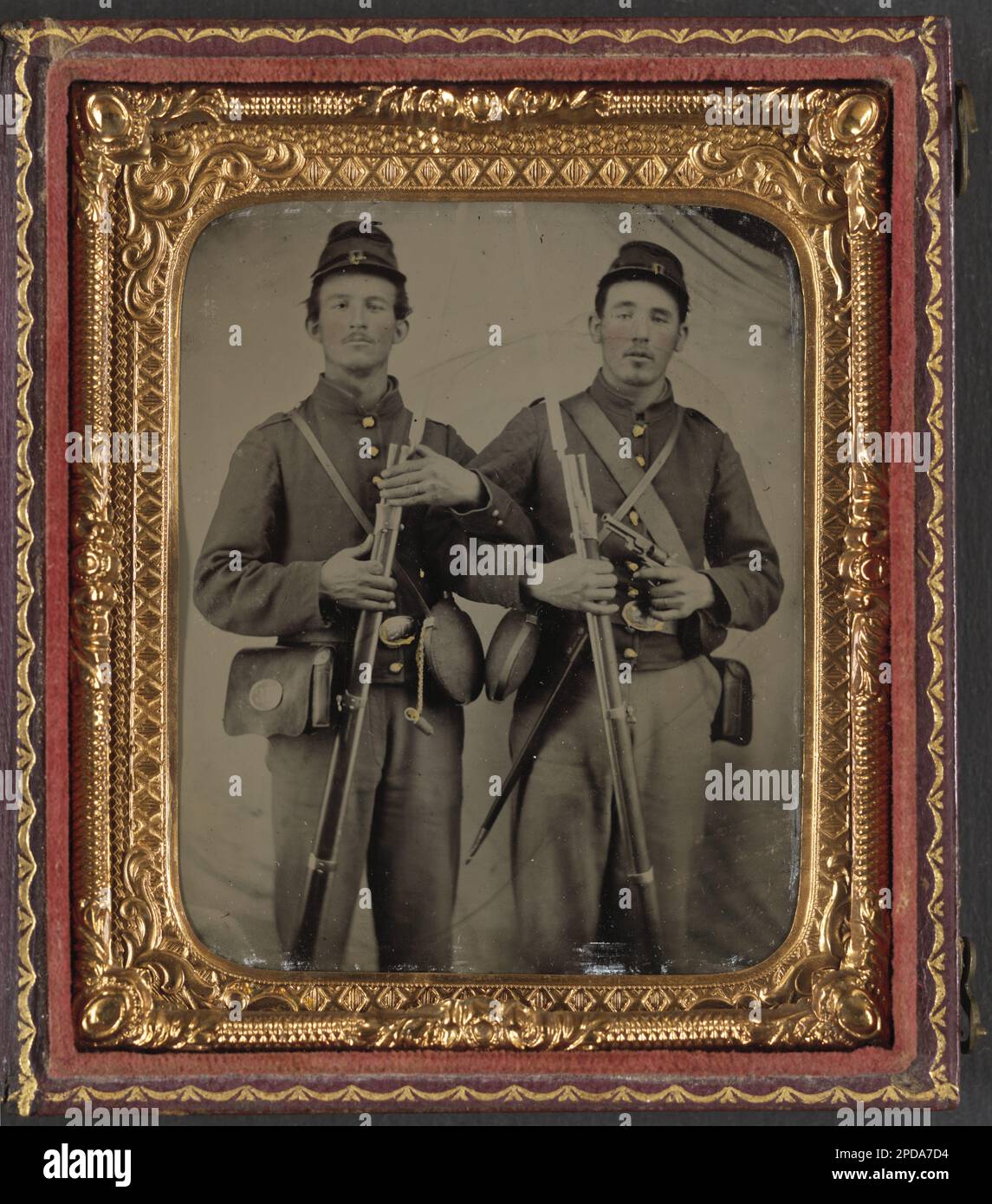 Two unidentified soldiers in Union uniforms with Model 1809 Prussian ...