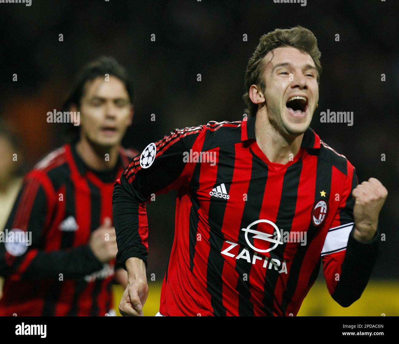 AC Milan's Andriy Shevchenko of Ukraine, right, celebrates after ...