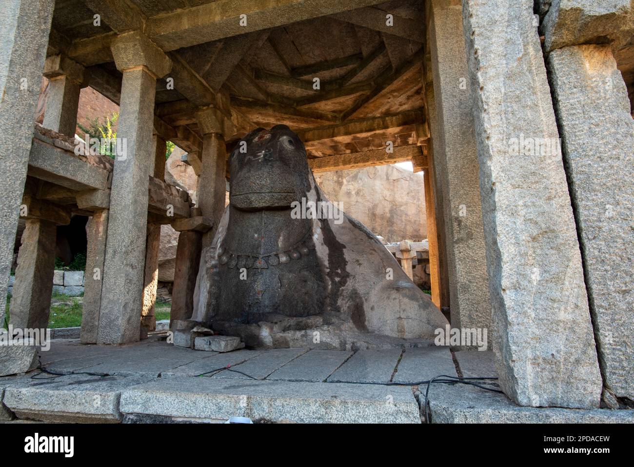 The Yeduru Basavanna, also known as the monolithic bull is placed at ...