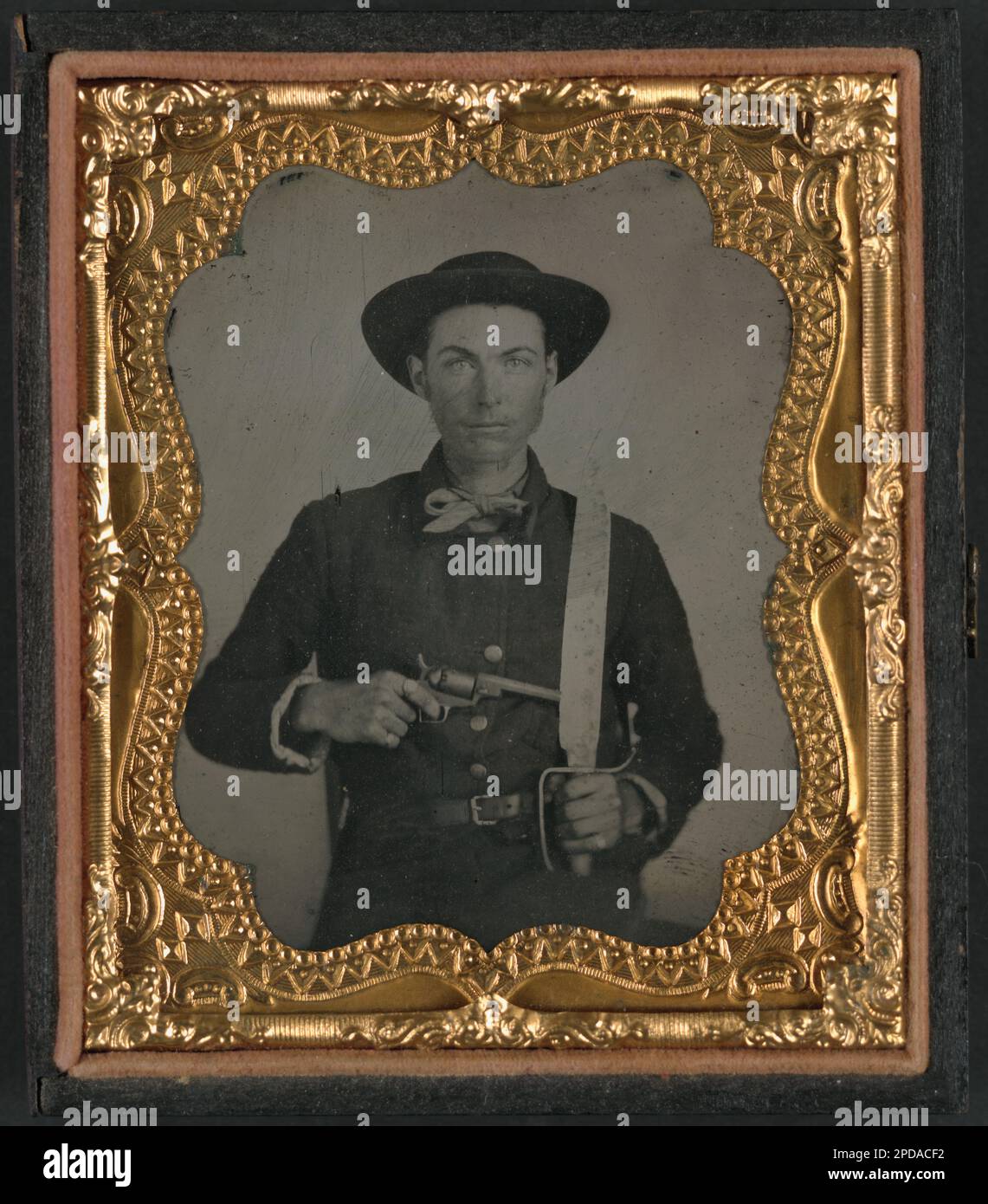 Unidentified soldier in Confederate uniform and round hat with Baby ...