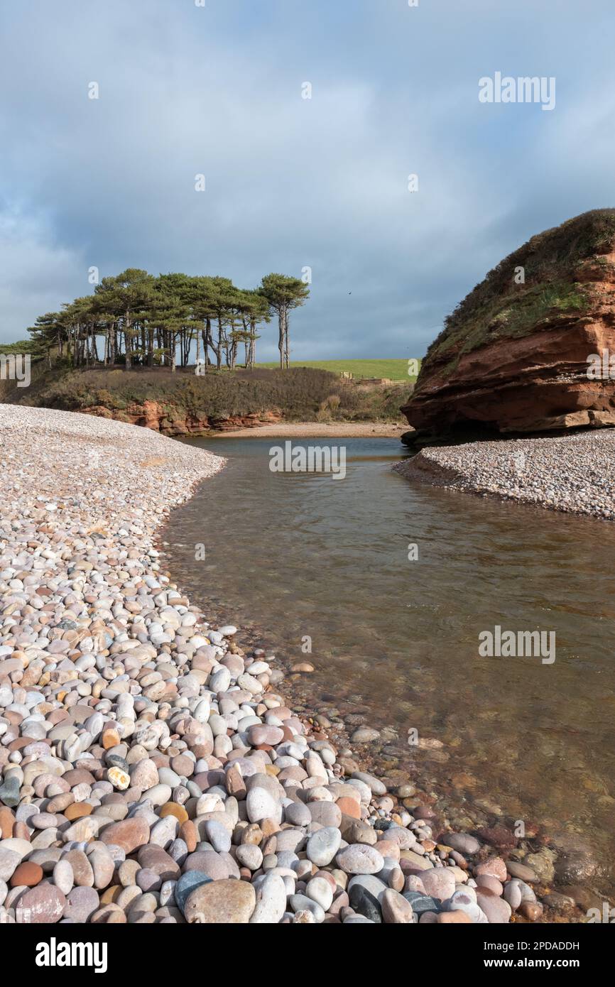 The mouth of the river Otter in Budleigh Salterton in Devon Stock Photo ...