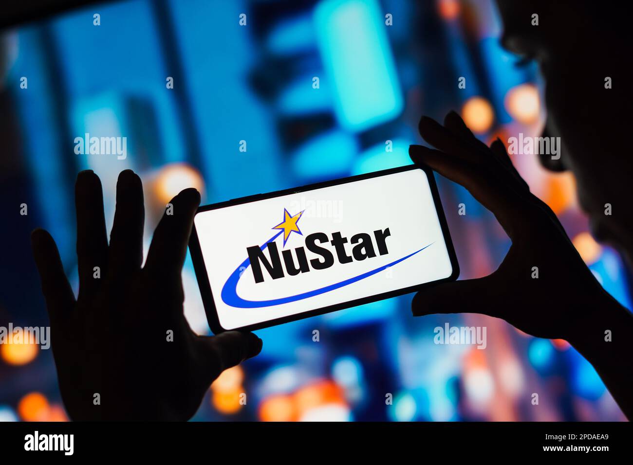 In this photo illustration, the NuStar Energy L.P. logo seen displayed ...