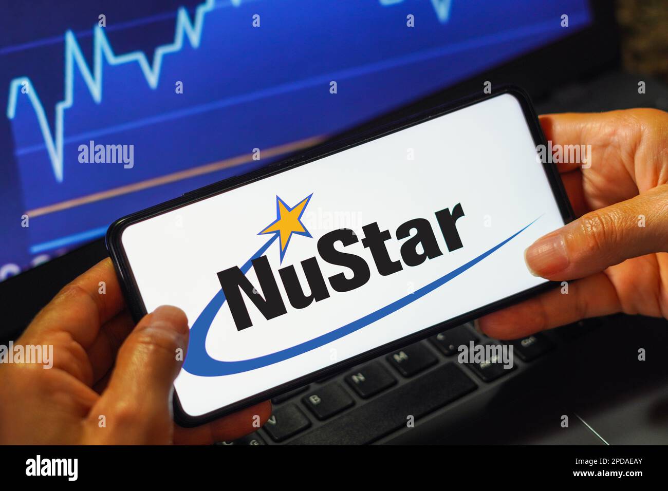 In this photo illustration, the NuStar Energy L.P. logo seen displayed ...