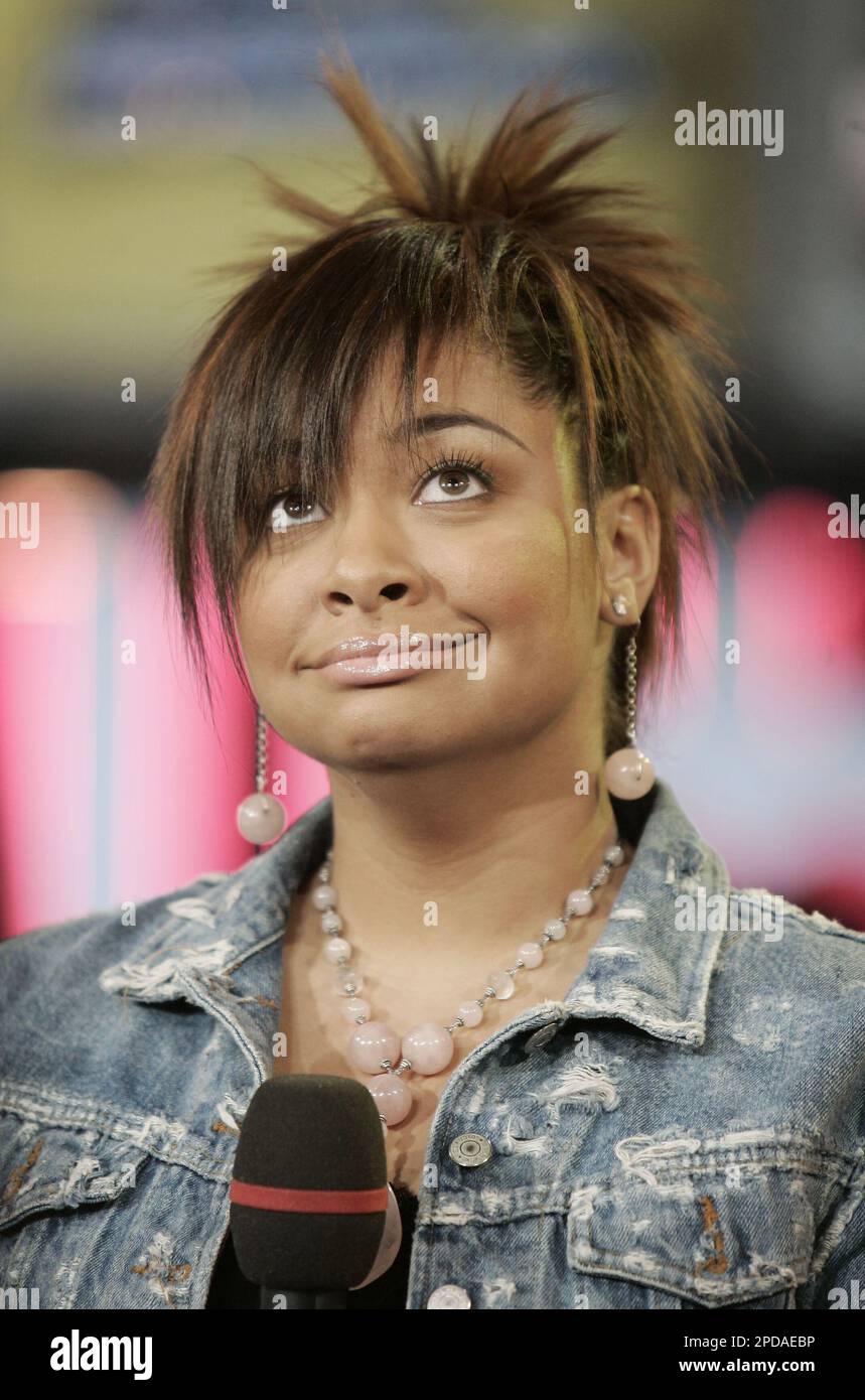 Actress Raven appears on stage during MTV's "Total Request Live" show ...