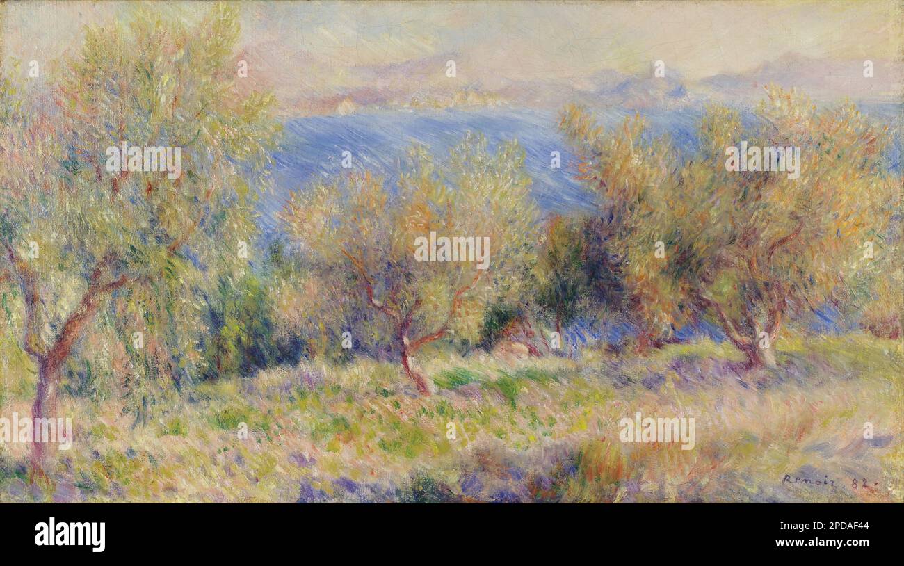 The olive groves of l‘Estaque 1882 by Pierre-Auguste Renoir Stock Photo ...