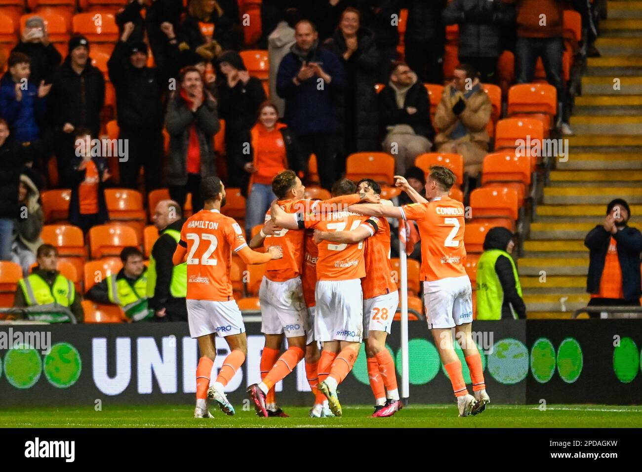 Blackpool, UK. 14th Mar, 2023. Jordan Thorniley #34 of Blackpool ...